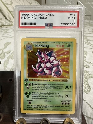 Shadowless Nidoking 11/102 Base Set Holo Rare Pokemon Card PSA 9 1st ...