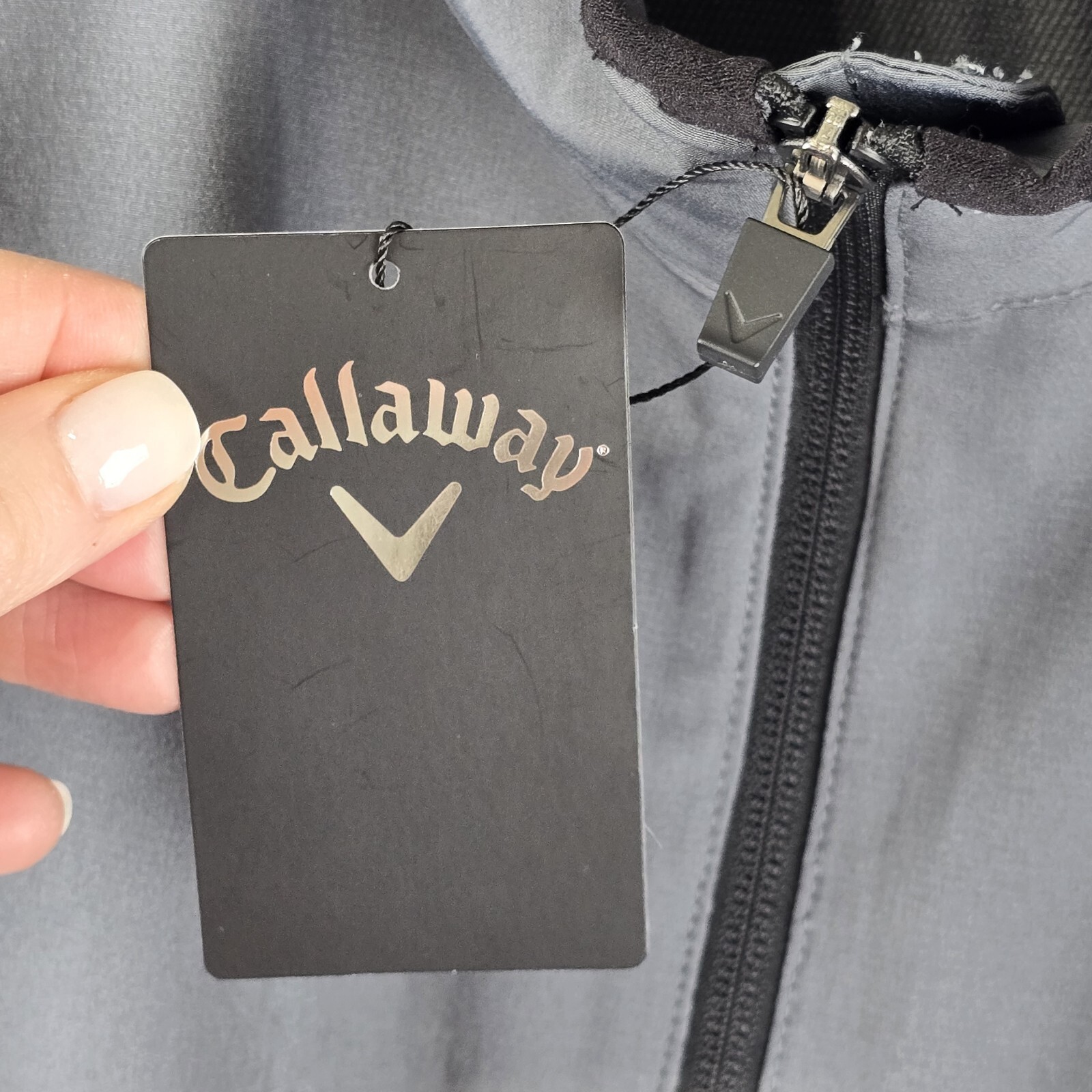 Callaway Golf Mens 3XL Full Zip Wind Jacket Stretch Zip Pockets Black ...