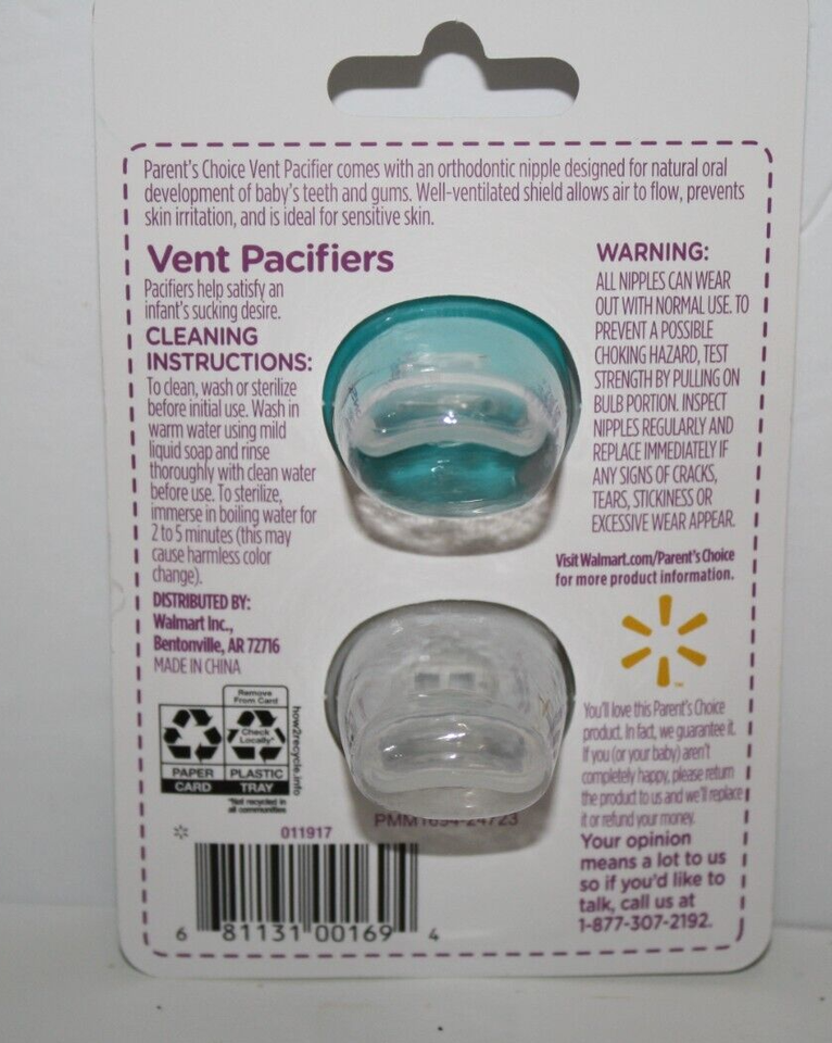 Parents Choice Vent Orthodontic Silicone Pacifiers 2-Pack 18+ Months ...