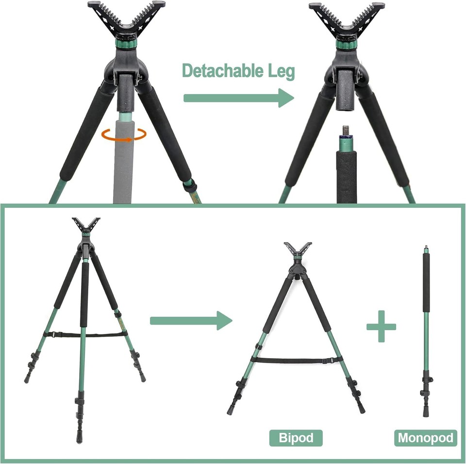 Hunting Tripod Shooting Stick Gun Rifle Crossbow Shooting Rest Monopod ...