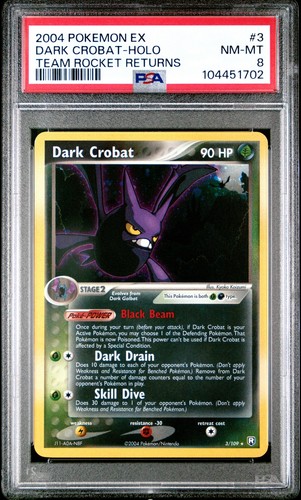 2004 POKEMON EX TEAM ROCKET RETURNS #3 DARK CROBAT-HOLO PSA 8 | eBay