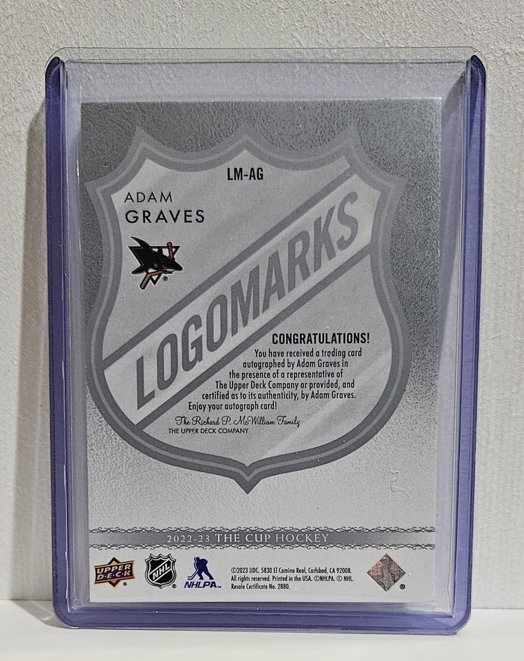 ADAM GRAVES 2022-23 UPPER DECK THE CUP - LOGOMARKS AUTOGRAPH SHARKS | eBay