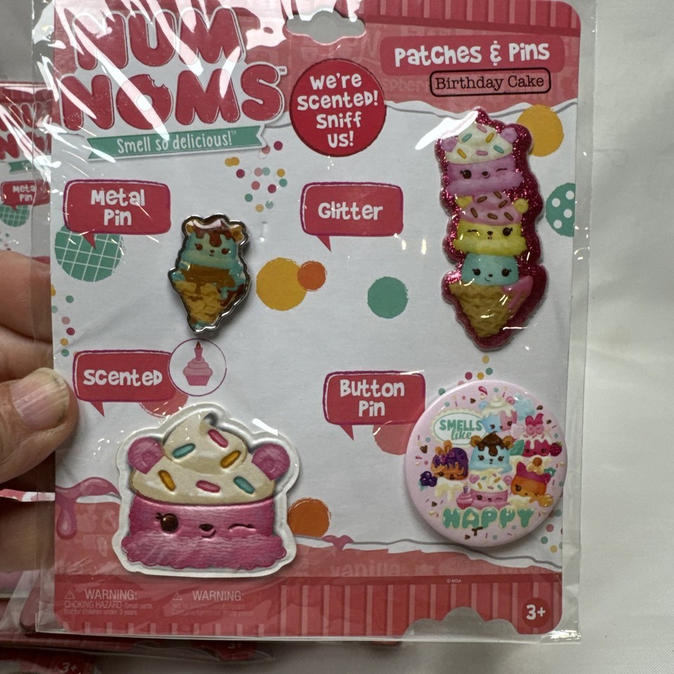 Set Of 10 Num Noms Patches & Pins Birthday Cake Set Scented Smell So ...