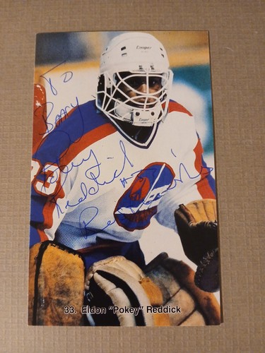 AUTOGRAPHED WINNIPEG JETS POSTCARD ELDON "POKEY" REDDICK 5 1/4 X 3 1/4 ...