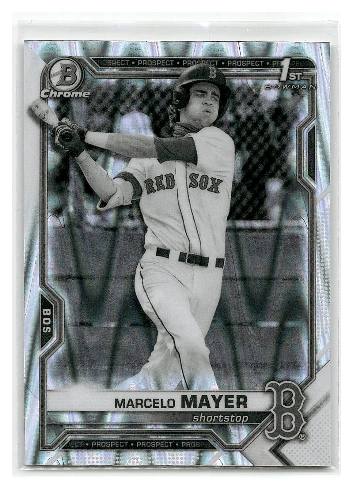 2021 Bowman Draft #BDC-174 Marcelo Mayer Chrome Black & White RayWave ...