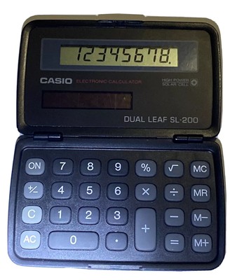Casio Solar Calculator Dual Leaf SL-200 Black Solar Powered Fold ...