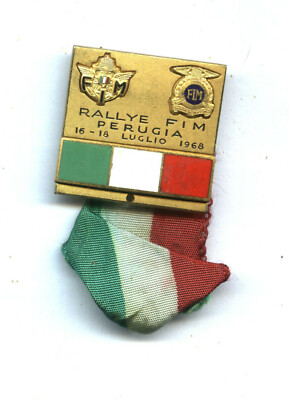 RARE badge FIM RALLYE Luglio 1968 - MOTORCYCLE MOTORBIKE pin ITALY ...