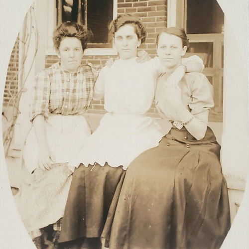 Affectionate Girls Entangled Arms RPPC Postcard c1910 Pretty Porch ...