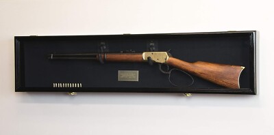 Gun Display Case 54" Cabinet Rifle Fully Black Wood Shotgun Shadow Box ...