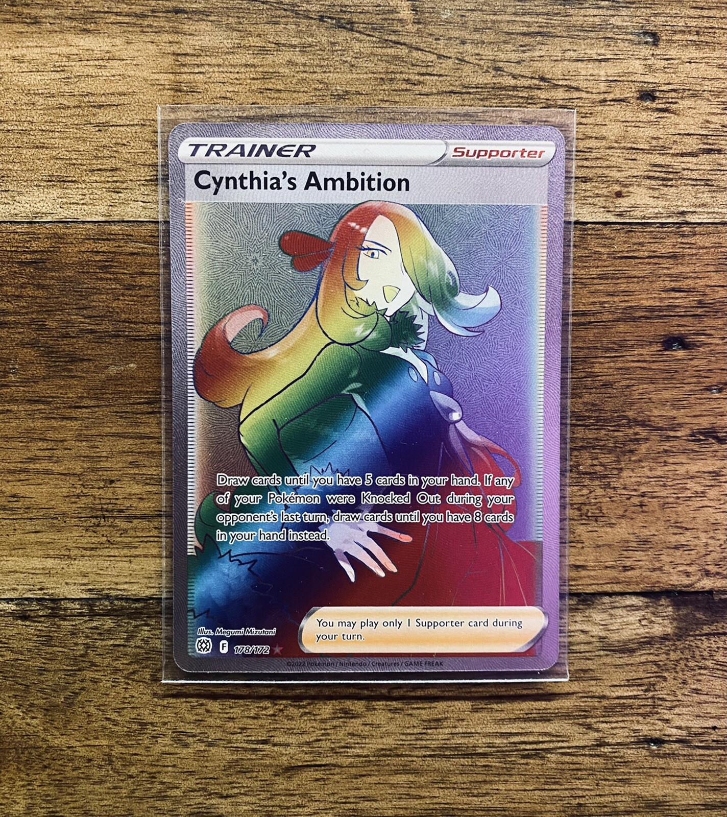 Cynthia's Ambition Rainbow Rare 178/172 Brilliant Stars Pokémon Card ...
