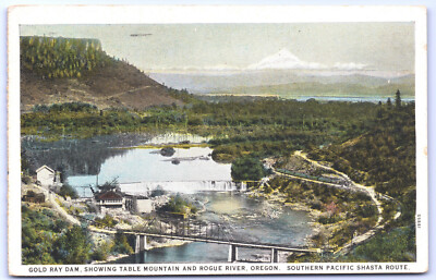 Postcard Oregon Gold Ray Dam Table Mountain & Rogue River SP Railroad ...