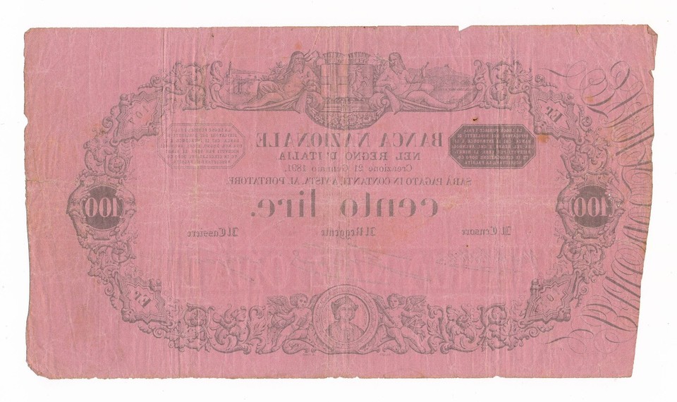 ITALY Banca Nazionale nel Regno d’Italia 100 Lire 1891 Note aFine ...