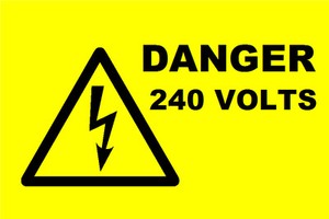 50 Danger 240 Volts - Voltage Electrical Labels / Stickers (76 x 51mm ...
