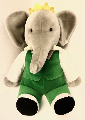 *Large* 1988 Gund BABAR Elephant 22" Plush Green Suit Vintage Jumbo ...