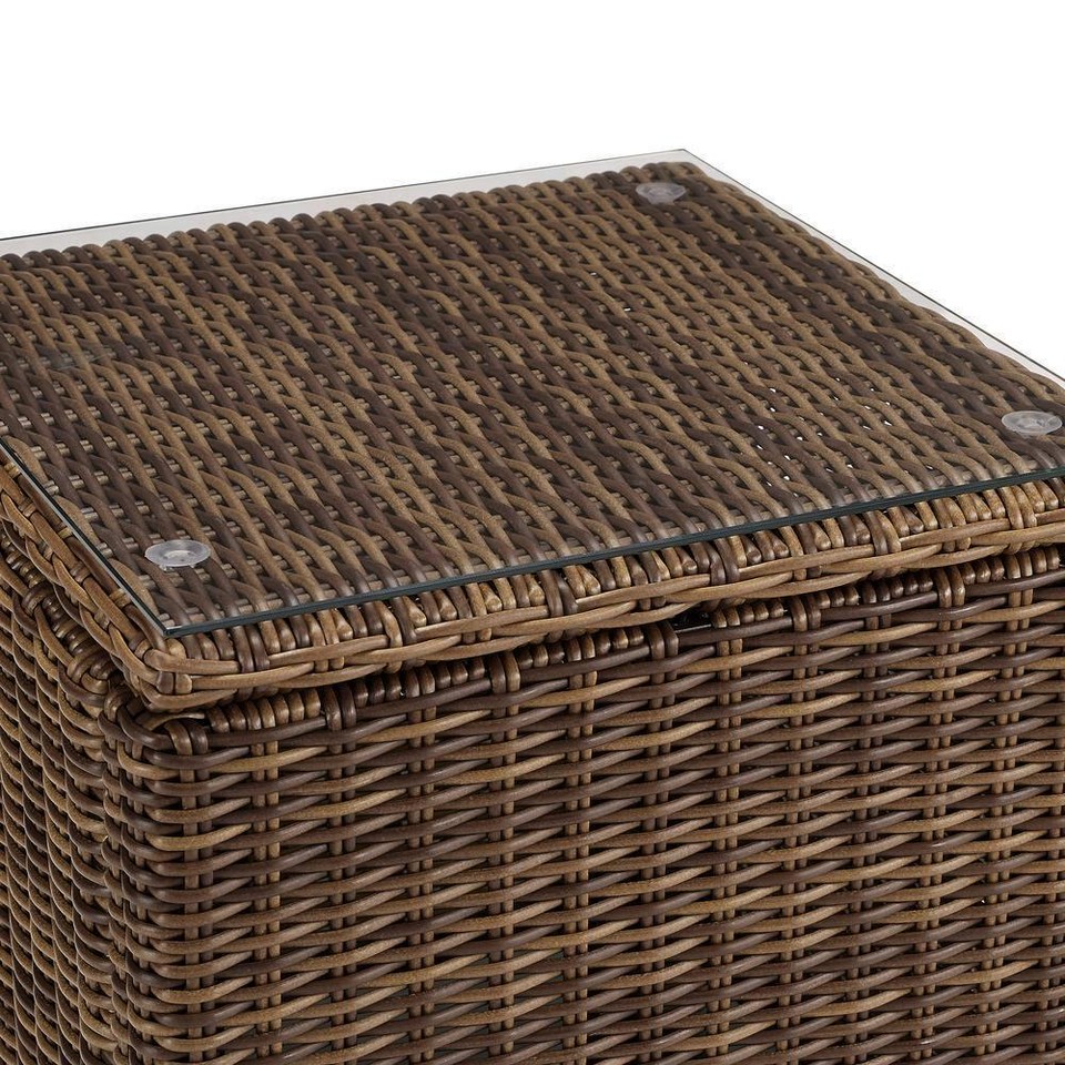 CROSLEY FURNITURE Outdoor Side Table 20" All-Weather Wicker/Steel Frame ...