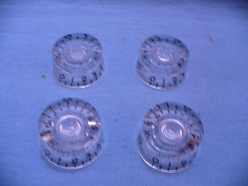 CLEAR PLASTIC 4 SPEED KNOBS FOR L / P & S/G GUITAR 2 VOLUME/ 2 TONE USA ...