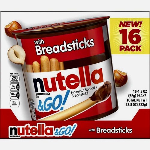 NUTELLA & GO 16 INDIVIDUAL PACKS HAZELNUT SPREADS WITH BREADSTICKS 28.8 ...