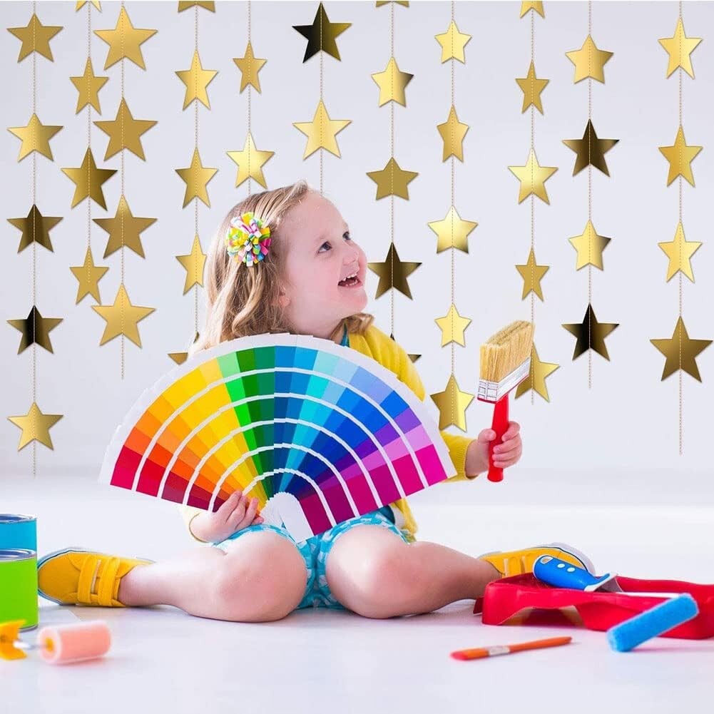 26ft Hanging Gold Stars Decs Party Wedding Anniversary Birthday Movie ...