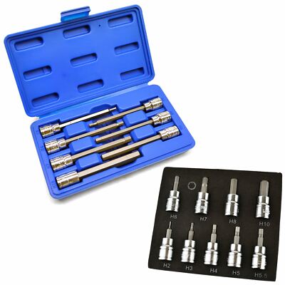 Long and Short Hex / Allen Key Socket Bit Set 3/8" dr H2 - H10 mm ...
