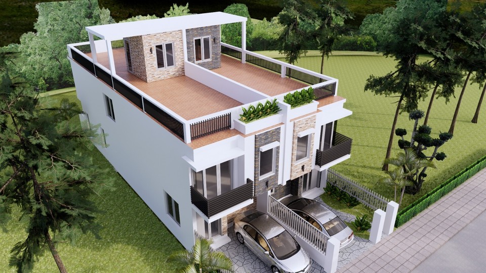 15x54 Feet Home Design Plan 4.5x16 Meter 3 Bed 3 Bath Terrace PDF (A4 ...