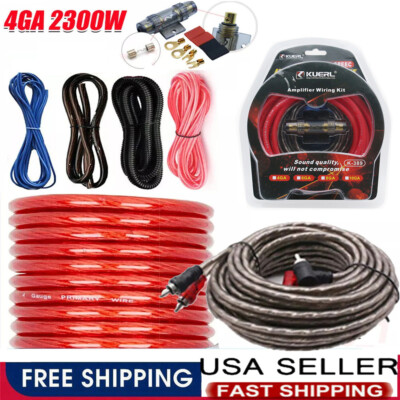 4 Gauge Car Audio Cable Kit Amplifier Install Amp RCA Subwoofer Sub ...