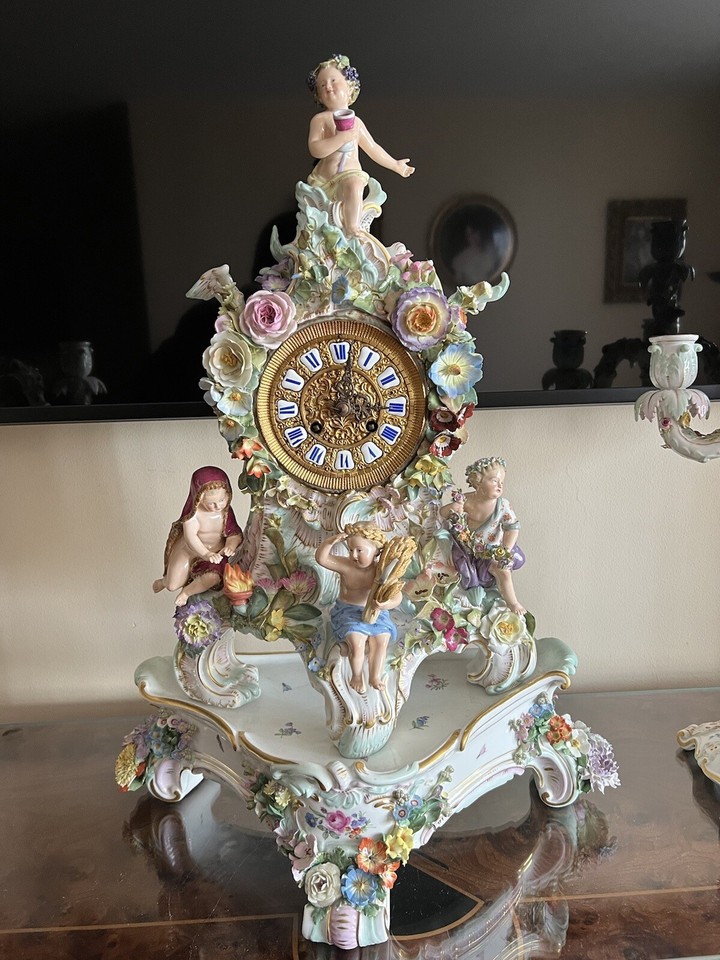Superb Meissen Porcelain Clock and Pair of Candelabras 19th ct | eBay