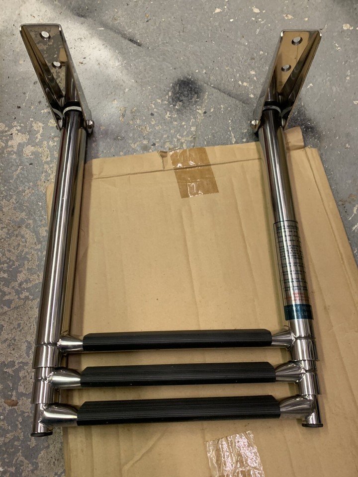3 Step Boat Marine Ladder Telescoping Folding Over Platform Boarding ...