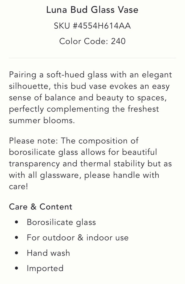 Anthropologie Luna Bud Vase Borosilicate Glass Orange 6.25”x2.5” New | eBay