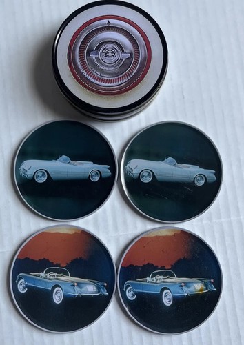 Set 4 Chevrolet Car Coaster in Metal Tin Cork Backing Used | eBay