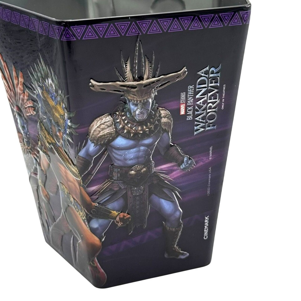 MARVEL BLACK PANTHER Wakanda Forever Movie Popcorn Bucket Metal Tin ...