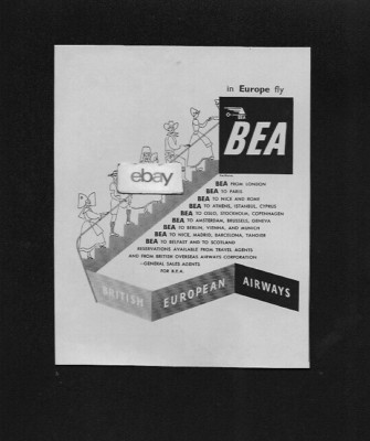 BEA BRITISH EUROPEAN 1953 IN EUROPE FLY BEA LONDON TO OSLO-PARIS-NICE ...