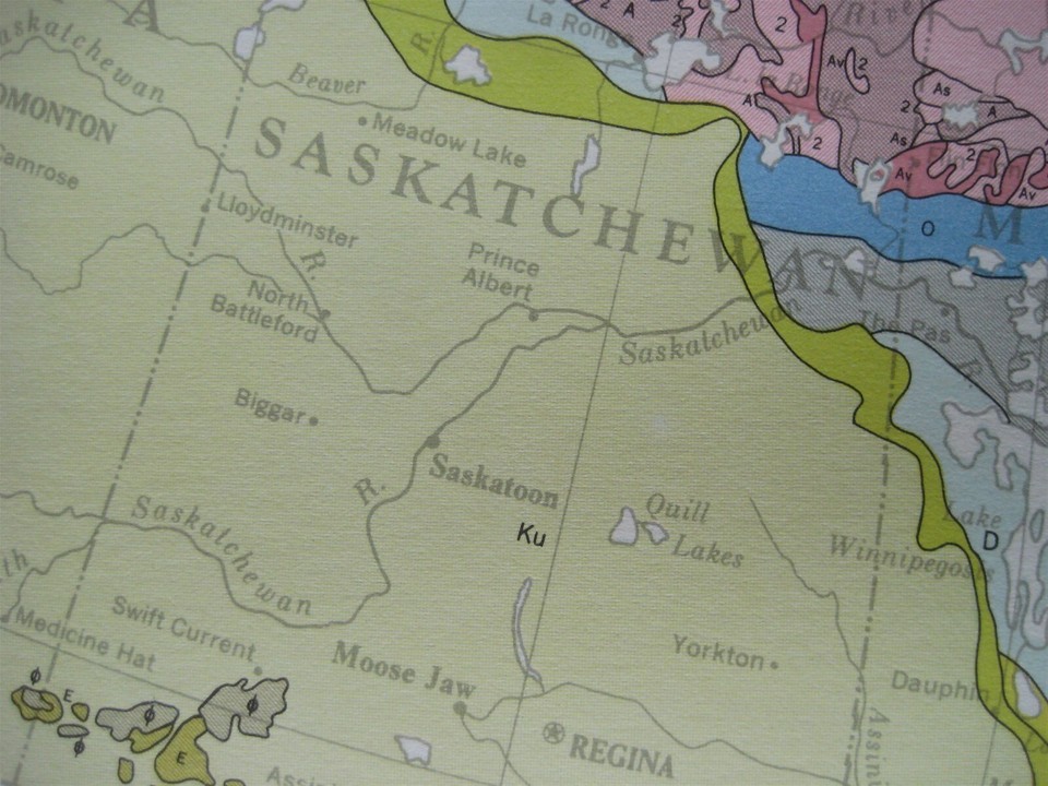 1957 CANADA BEDROCK GEOLOGY MAP Cenozoic Mesozoic Paleozoic Precambrian ...