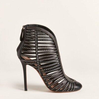 ALAIA Studded Cage Black Leather Bootie Retail $1,415 NEW (Size: 37.5 ...