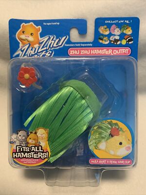 NEW ZHU ZHU PETS HAMSTER OUTFIT HULA SKIRT & ROSE HAIR CLIP FITS ALL ...