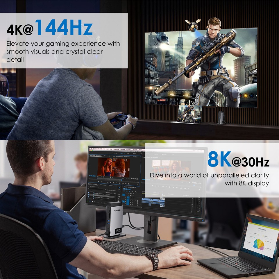 11in1 USB C Docking Station Triple 8K Display Dock 125W Charging PD3.1 ...