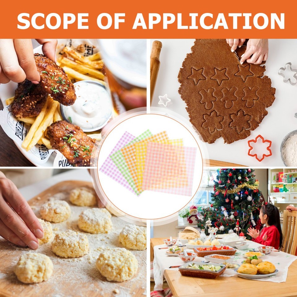 100pcs Oil Proof Baking Paper - Non-Stick Greaseproof Sheets Picnic ...
