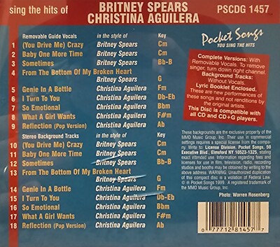 1457 BRITNEY SPEARS CHRISTINA AGUILERA POCKET SONGS KARAOKE CDG DISC | eBay