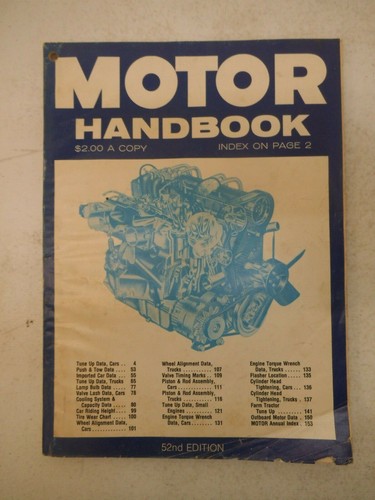 MOTOR HANDBOOK MAGAZINE 52ND EDITION 1975 MANUALS TECH TIPS TUNE UPS ...