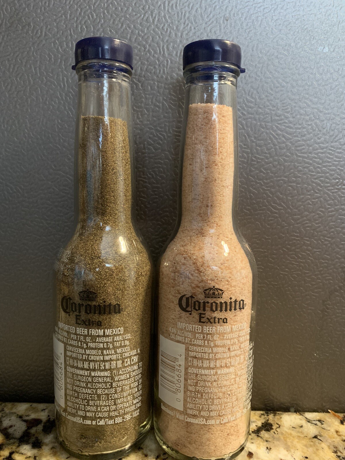 CORONA SALT AND PEPPER SHAKERS 7oz Coronita With Pink Himalayan Salt ...