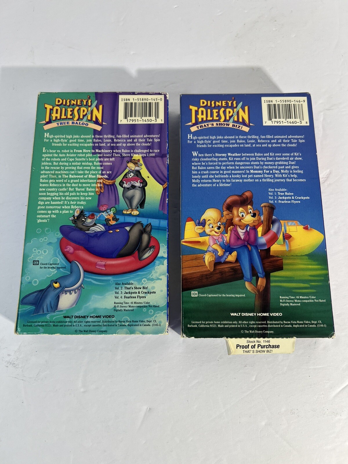 Disney Talespin VHS Tapes 1 &2 Lot Of 2 Tested Working | eBay