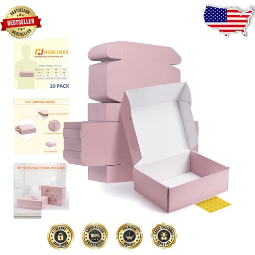 Set of 20 Pink 12x9x4 Inch Corrugated Shipping Boxes for Stylish ...