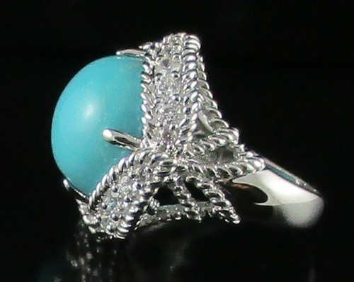 Xavier Absolute & Turquoise Roped "Retro Collection" Frame Ring - Size ...