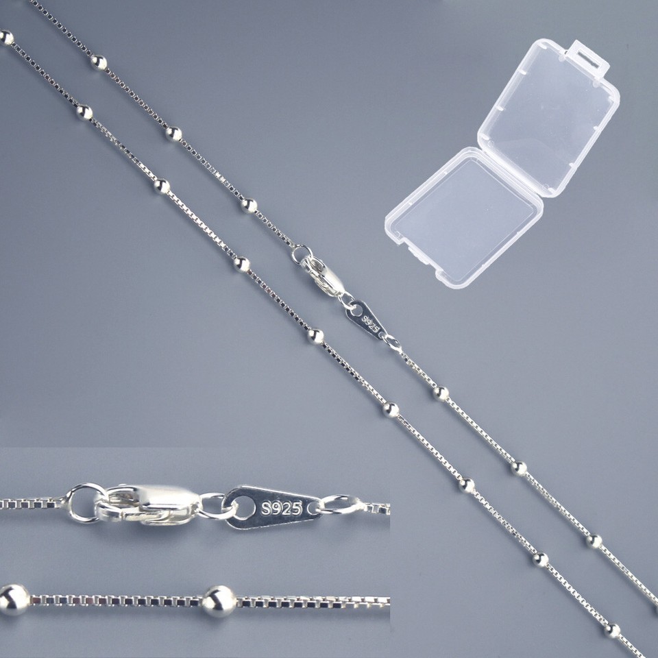 Genuine 925 Sterling Silver Necklace Curb/Trace Chain Thin 14-30 ...