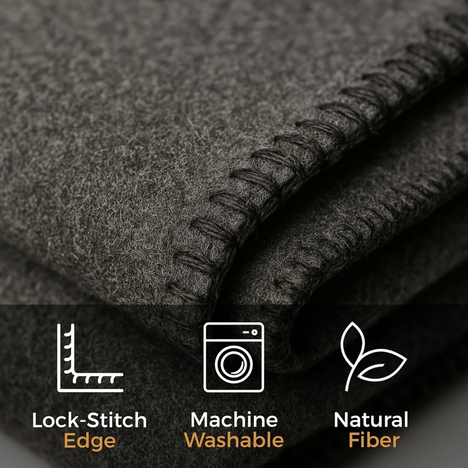 Wool Camping Blanket – 70% Wool Heavy-Duty Military Style Throw, Warm ...