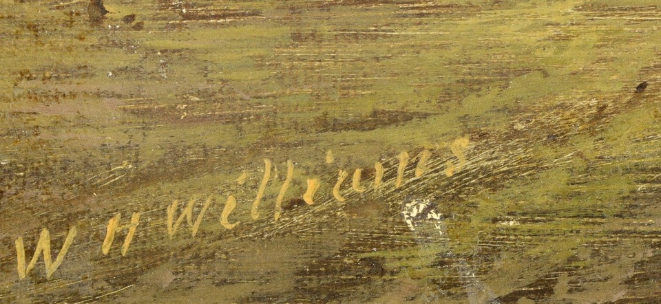 Harvest Landscape Antique Oil Painting by Walter Heath Williams (fl ...