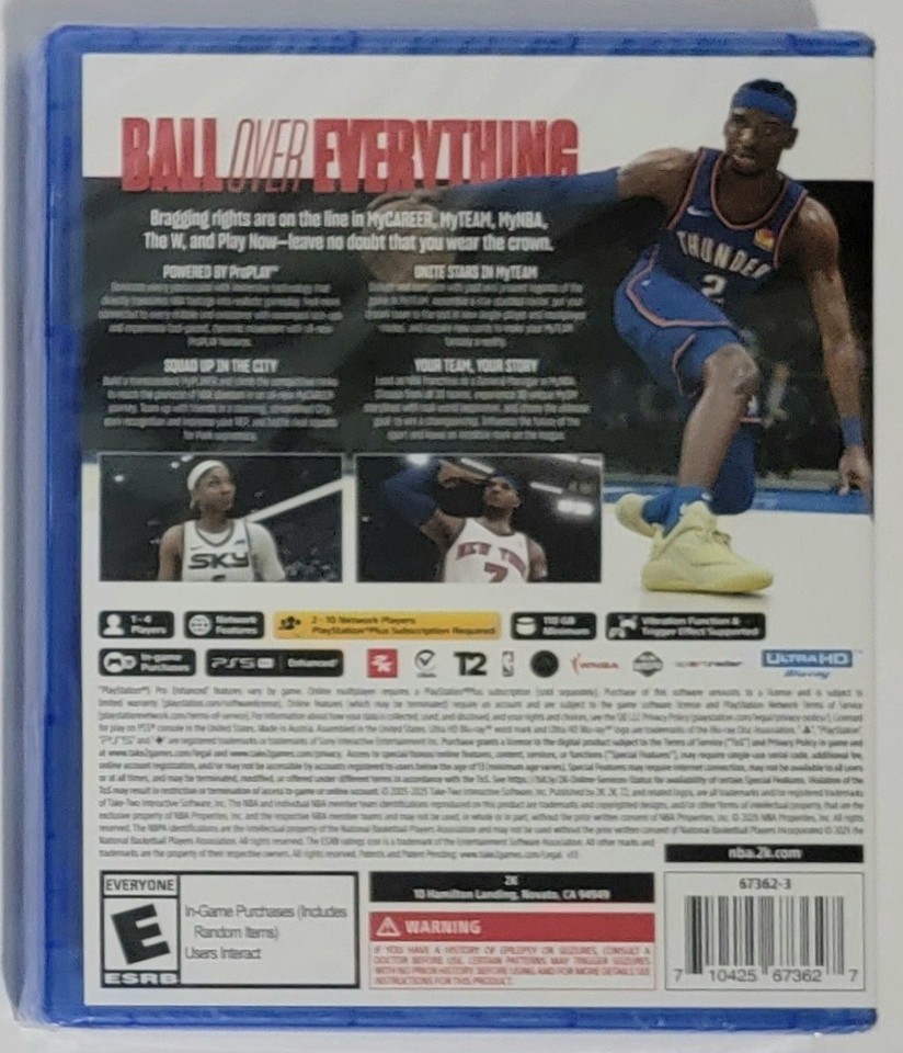 NBA 2K26 PS5 Sony PlayStation 5 Video Game Basketball NEW SEALED FREE ...