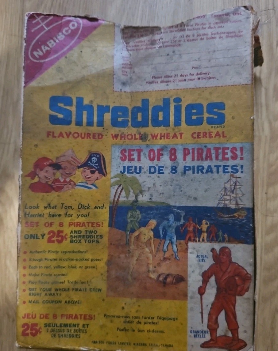 1950's Nabisco Flavoured SHREDDIES cereal box Pirate