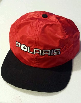 Polaris Spell Out Snowmobile Hat Satiny Red Snap Back Adjustable Sports ...