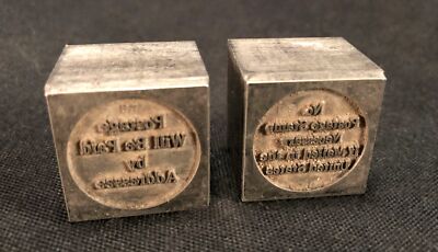 2 Zinc Letterpress Printing Return Postage Stamp Blocks No Postage ...