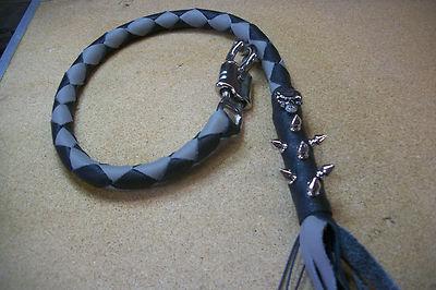 biker whip getback ULTIMATE whip BLACK & GRAY SKULLS &SPIKES BY STITCH ...